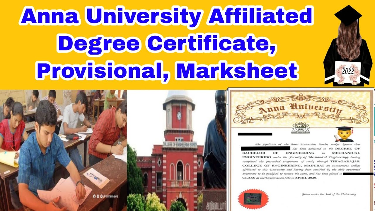 Anna University Affiliated College Degree and Provisional certificate ...