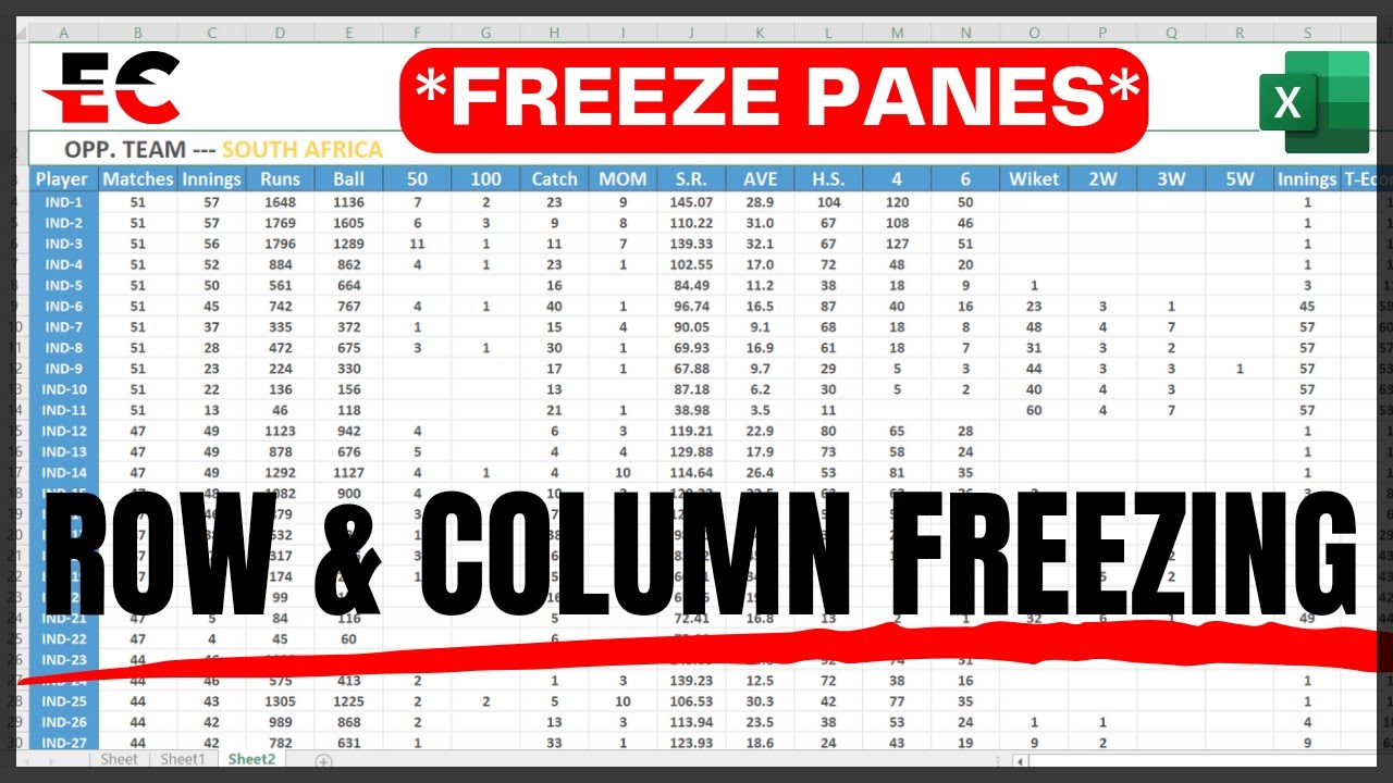 How to Freeze multiple ROWS and COLUMNS in excel using freeze panes ...