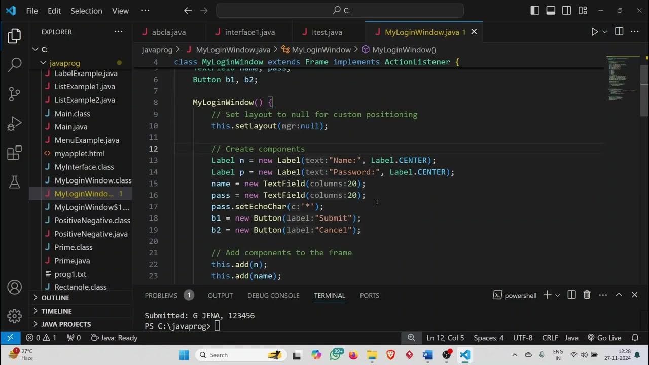 Login page using AWT API GUI JAVA - YouTube