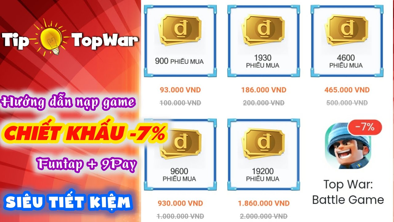 Cách nạp game Top War siêu tiết kiệm - Chiết khấu ngay 7% | Tip💡Top War ...