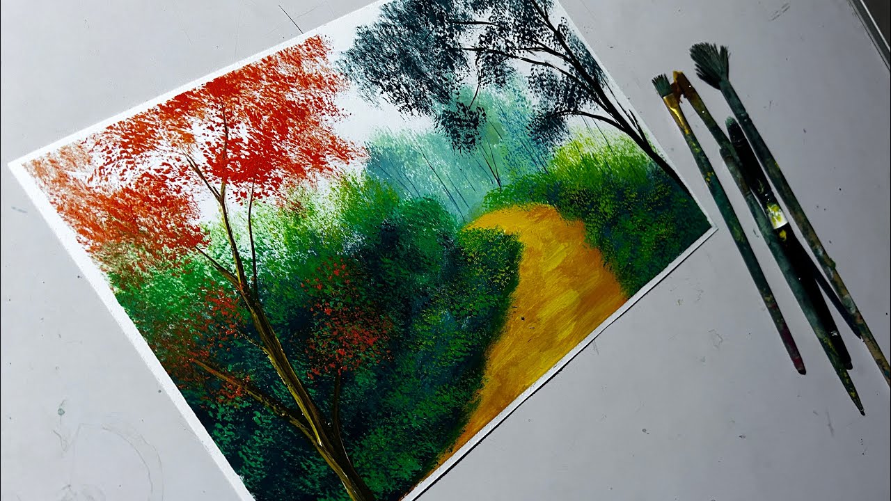 Acrylic colour nature Panting //acrylic colour nature painting ideas ...