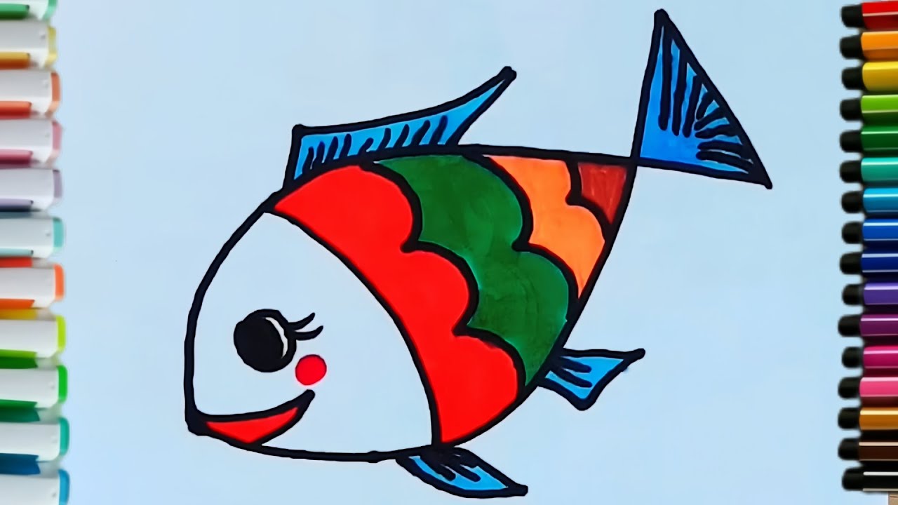 Colourful fish drawing very easy 💝 Easy Colourful Fish Drawing For Kids ...
