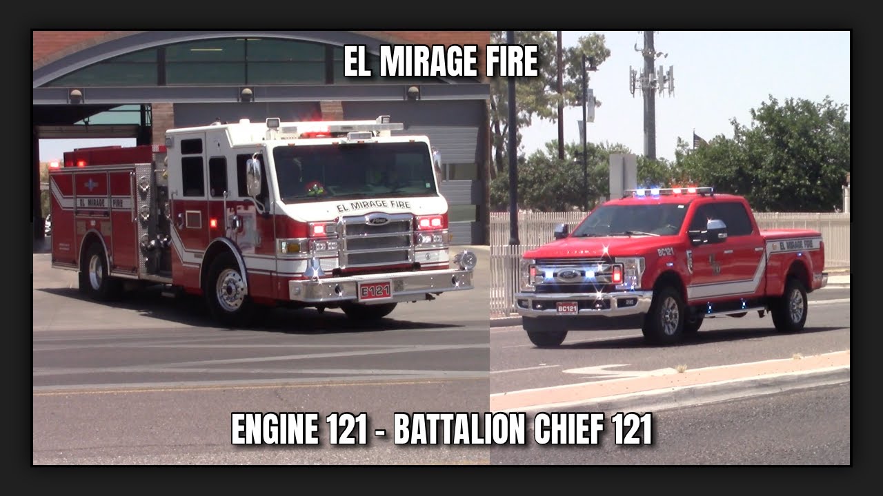 (Q + RUMBLER) Engine 121 & Battalion Chief 121 Responding to a Vehicle ...