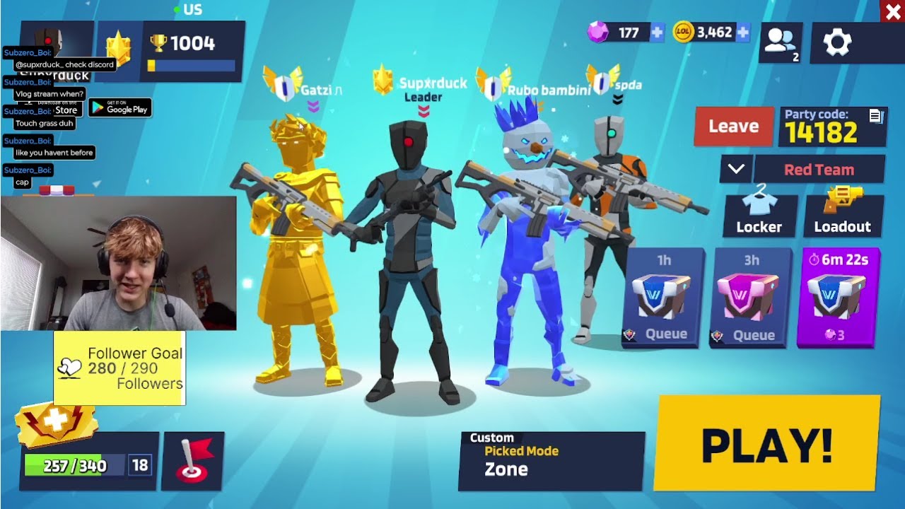 Viewer Zone Wars with 3 Elite Ranks vs 1 Gold (1v1.LOL) - YouTube