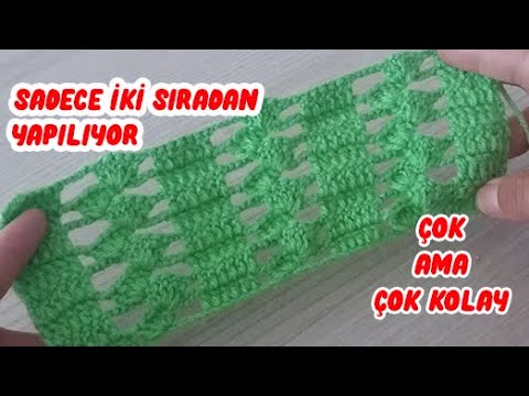 İKİ SIRALI TIĞ İŞİ ÇAPRAZ ÖRGÜ MODELİ , 2 sıradan yapılan ÇOK AMA ÇOK KOLAY