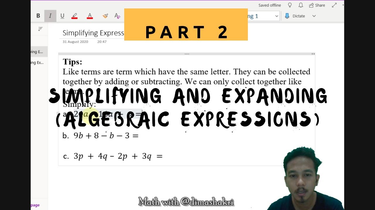 Simplifying and Expanding (Algebraic Expressions) - YouTube