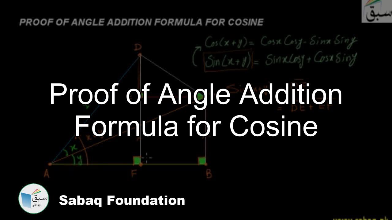 Proof of Angle Addition Formula for Cosine, Math Lecture | Sabaq.pk ...