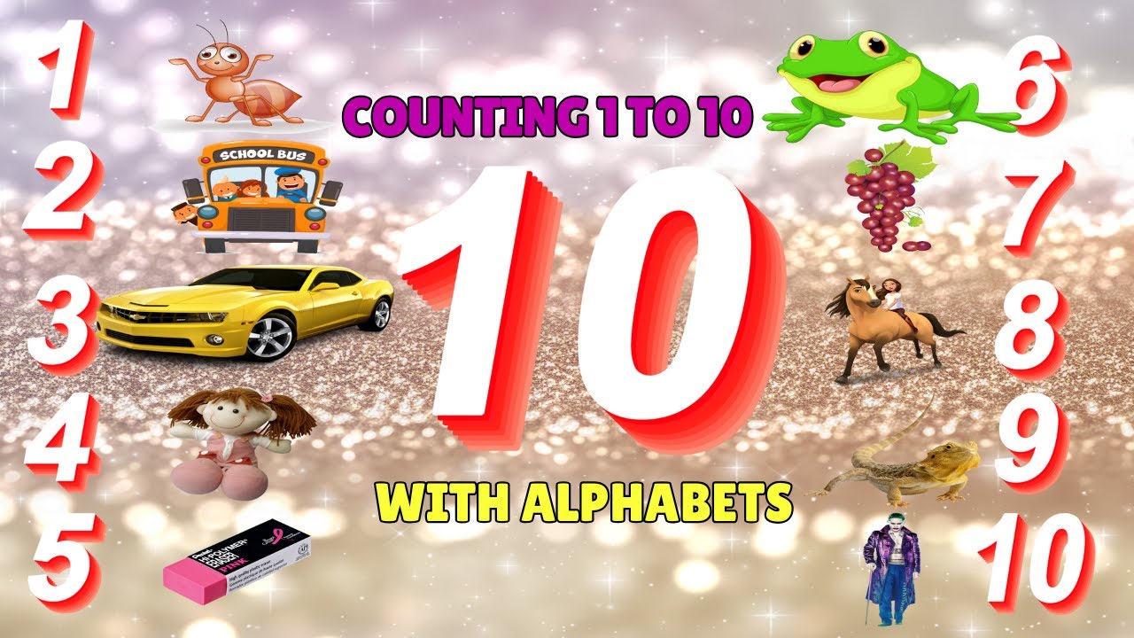 Alphabets Counting 1 to 10 | Backward Counting 10-1 | 123 Counting For ...