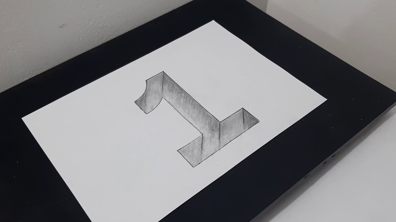 How to Draw 3D Number 1 Hole Shape - YouTube