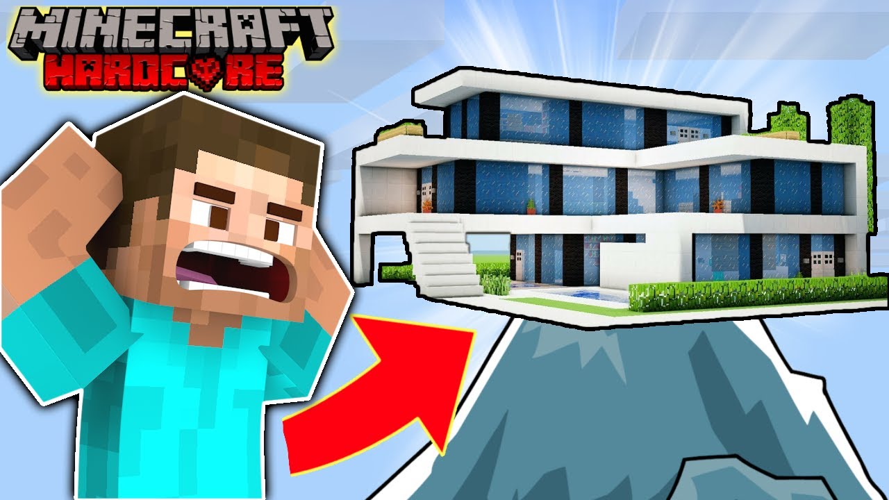 I Made a MODERN HOUSE ON A MOUNTAIN in Minecraft Hardcore #2 - YouTube