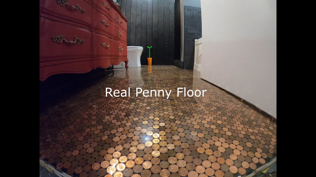 Penny floor bathroom project - YouTube