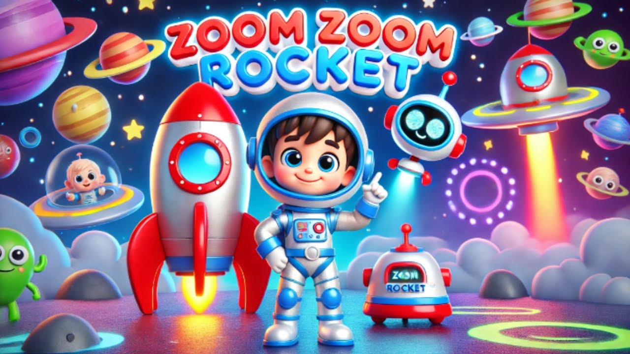 Zoom Zoom Rocket | Fun Space Adventure Rhyme for Kids | 3D Animated ...