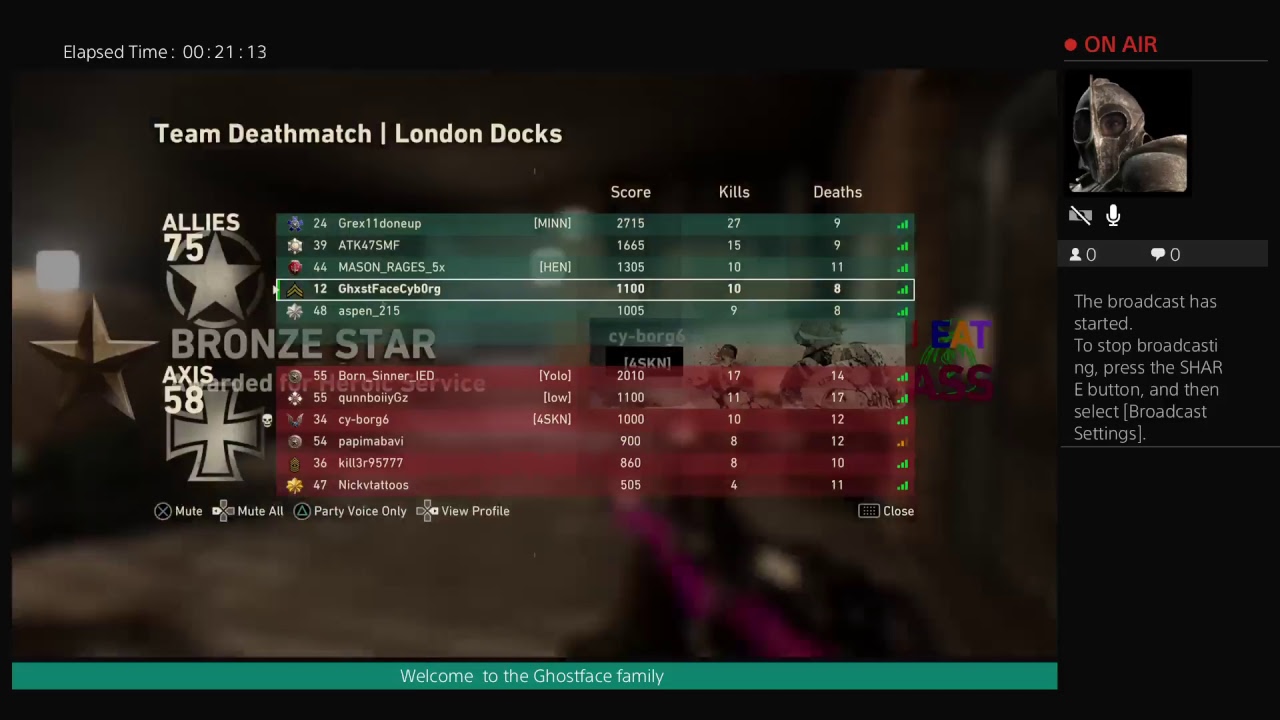WW2 live welcome to the Ghostface family - YouTube