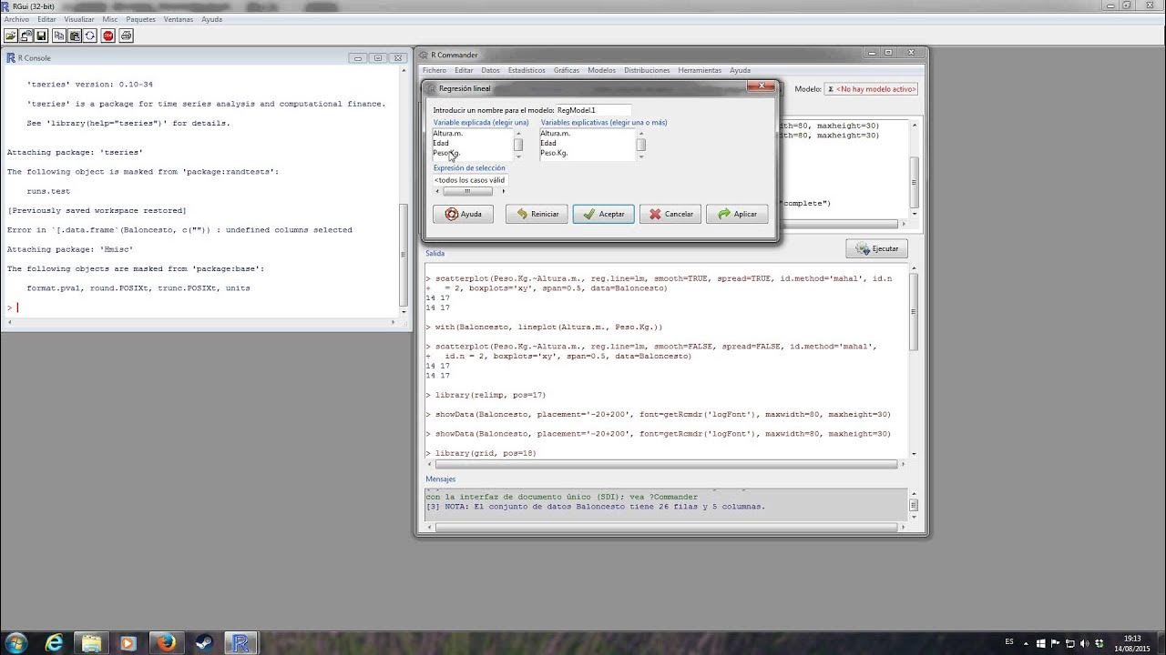 Tutorial R-Commander - Cap. 3: Regresión y correlación - YouTube