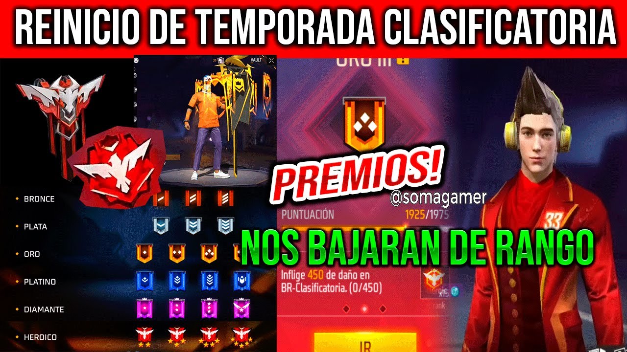 cuando nos van a BAJAR de rango free fire 2023 Reinicio de temporada 33 ...