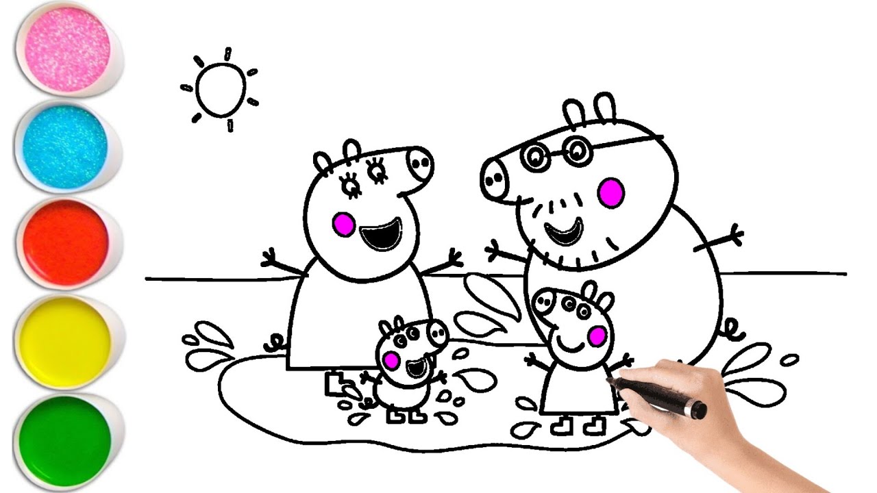 How to draw Peppa pig for Kids | Peppa Drawing, Coloring, Painting ...