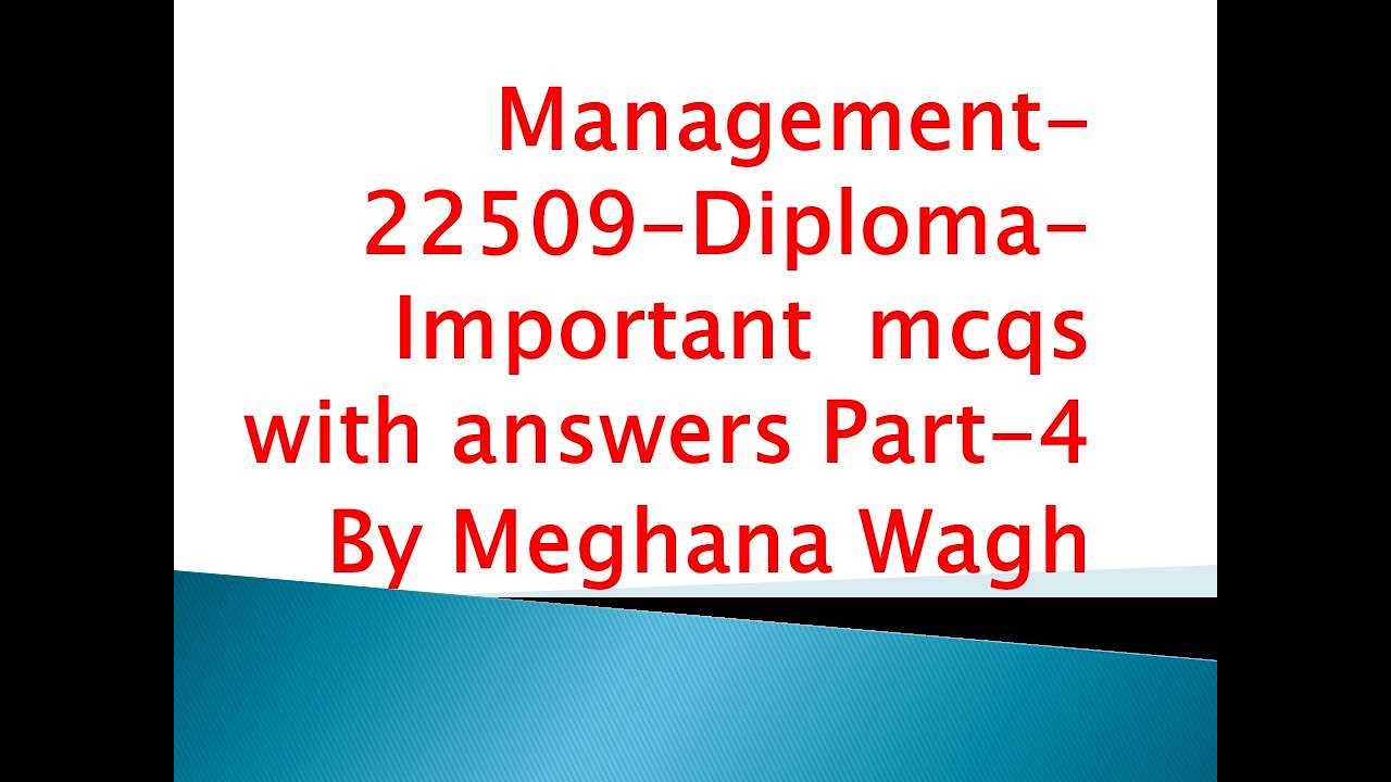 Diploma-Management(22509)- Part 4 mcqs video - YouTube