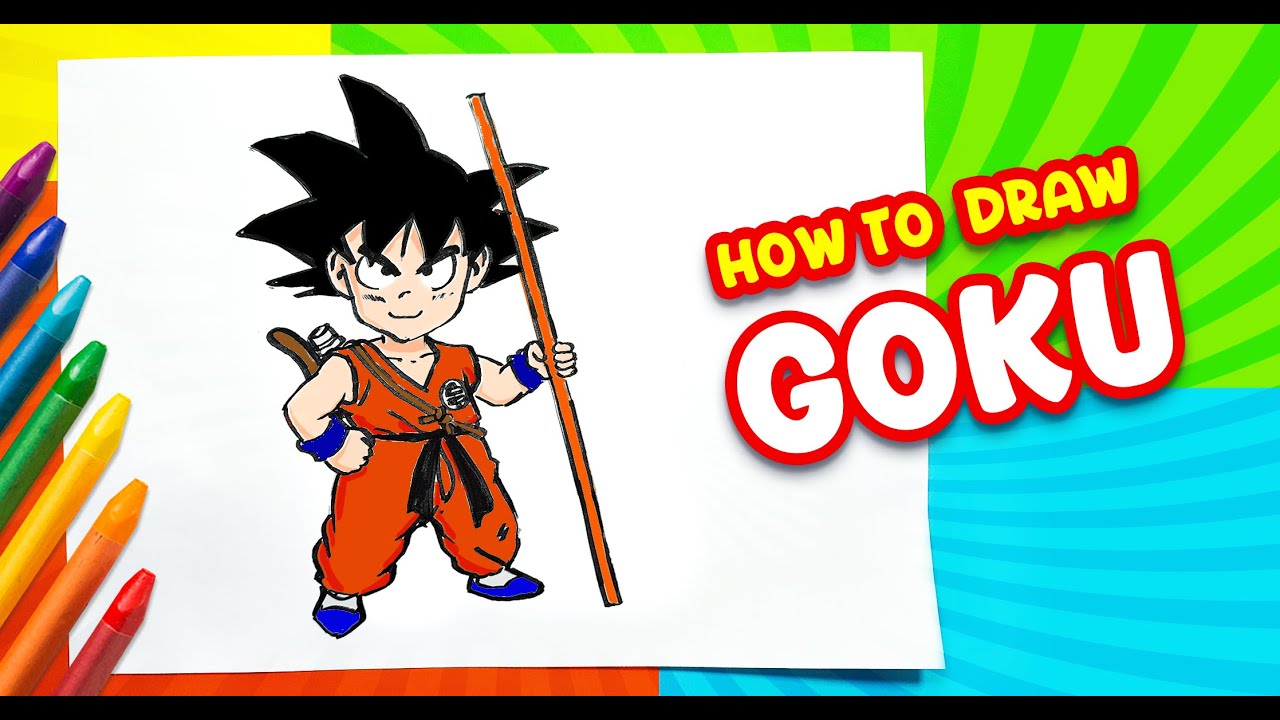 How To Draw Goku Cartoon Character-Tutorial - YouTube