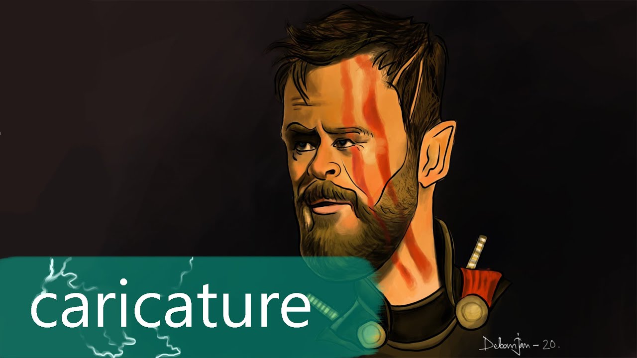 Drawing Chris Hemsworth, caricature, Thor, digital painting, photoshop ...