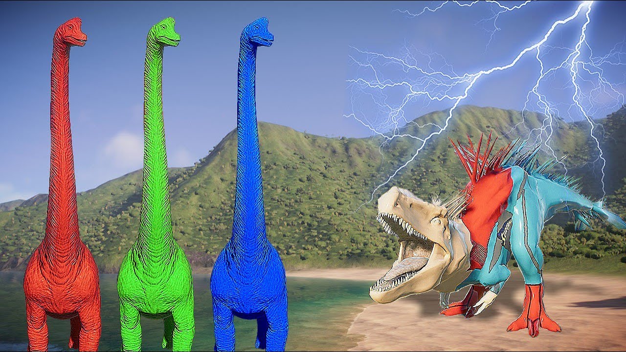 Giganotosaurus Breaking Fences & Fighting Brachiosaurus Baryonyx ...