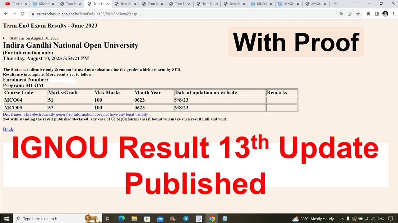 😍{Breaking News} IGNOU JUNE 2023 Exam Result 13th Update Published ...