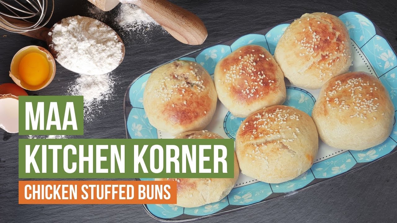 Chicken Buns | Creamy, Freshly Baked, Stuffed Buns - Maa Kitchen Korner - YouTube