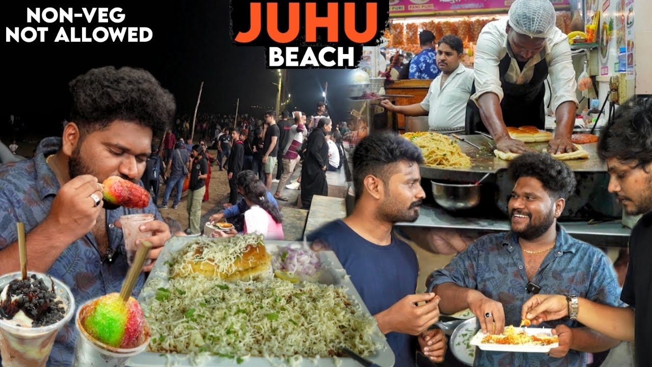 STRICTLY NO NON VEG BEACH in Mumbai | Exploring Juju Beach Food ️‍🔥 ...