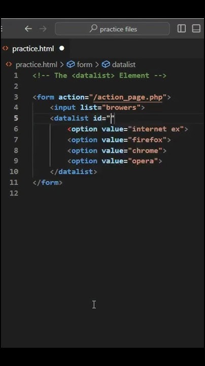 The datalist Element | #html #htmlbasics #html5 #coding #webdesign #webdevelopment #code - YouTube