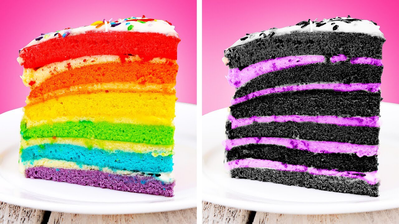 RAINBOW FOOD IDEAS & FUN COOKING COMPETITION | Rainbow VS Goth, Me VS ...