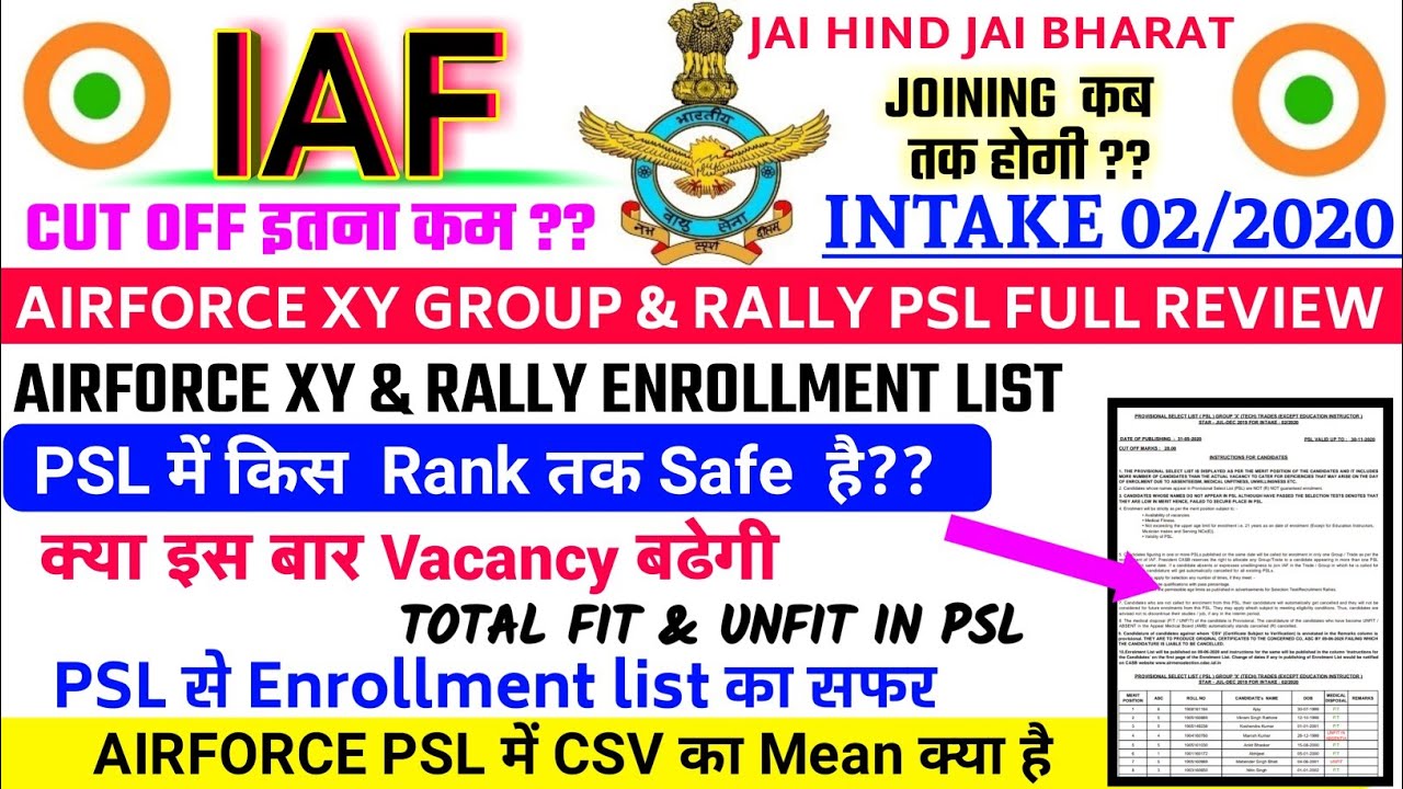 Airforce x/y group Enrollment list 02/2020,Airforce joining letter 2020 ...