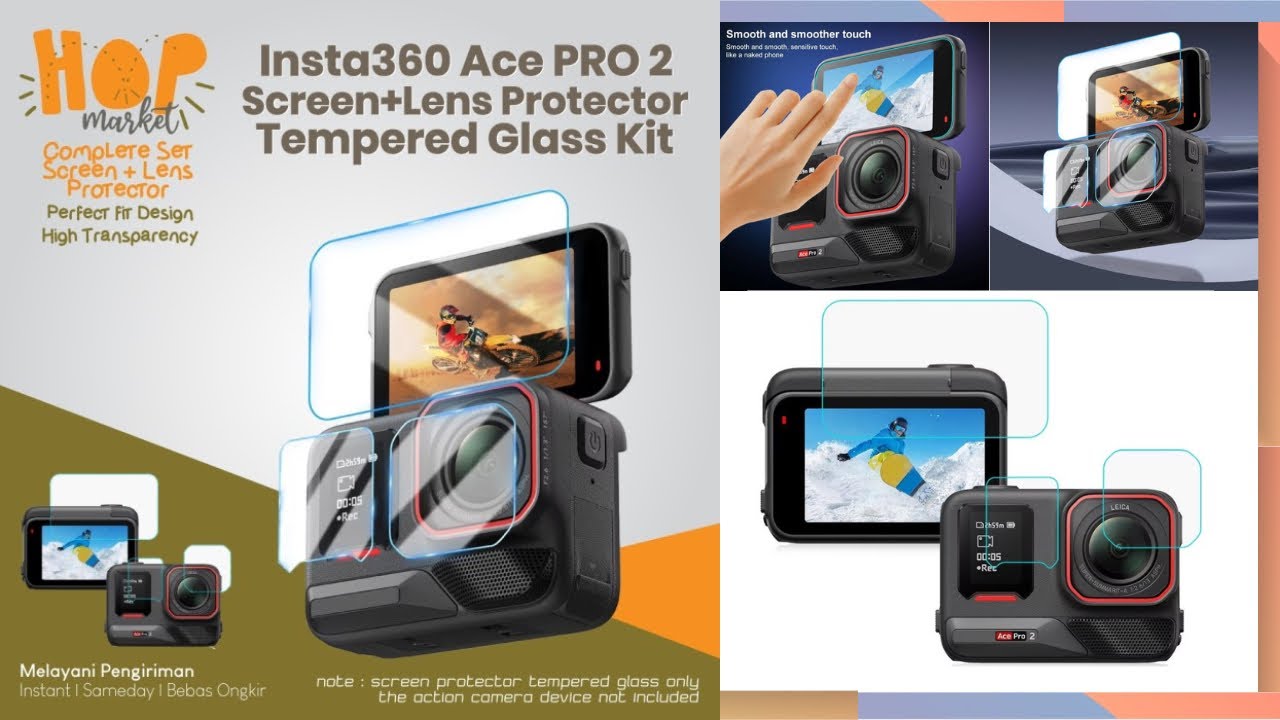 Tempered Glass 3in1 for Insta 360 ACE PRO 2 Screen Protector Anti Gores ...