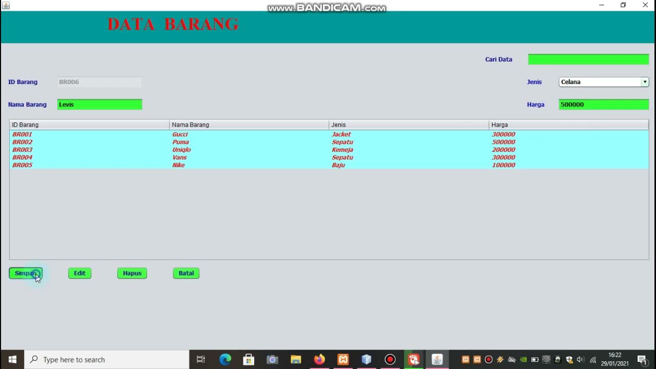 MEMBUAT APLIKASI INVENTORY BARANG MENGGUNAKAN JAVA NETBEANS - YouTube
