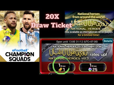 eFCS Draw Ticket 20X National Heroes Vol.3 Rates Up! | 221226 - YouTube