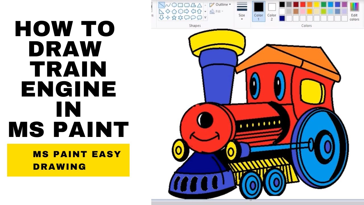 How To Draw Train Engine in MS Paint - YouTube