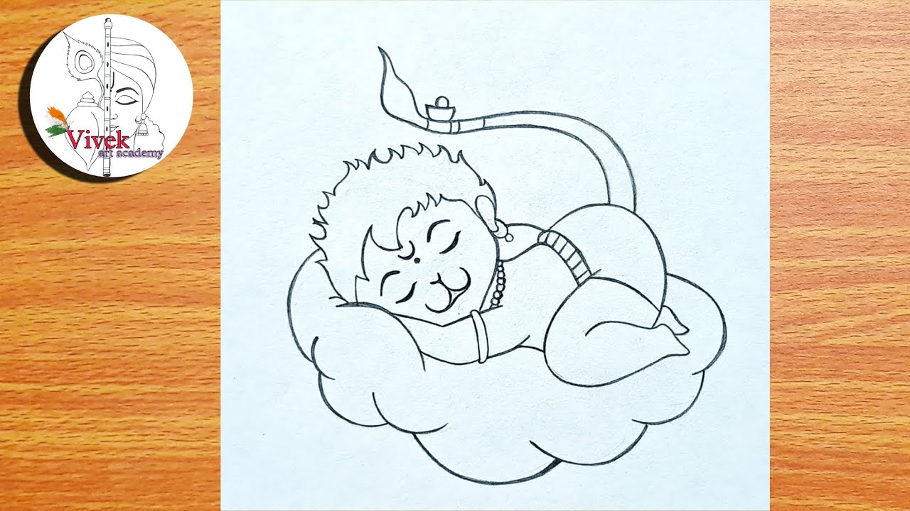 Baby Hanuman Sleeping on the Cloud | Easy Drawing | How to Draw Baal ...