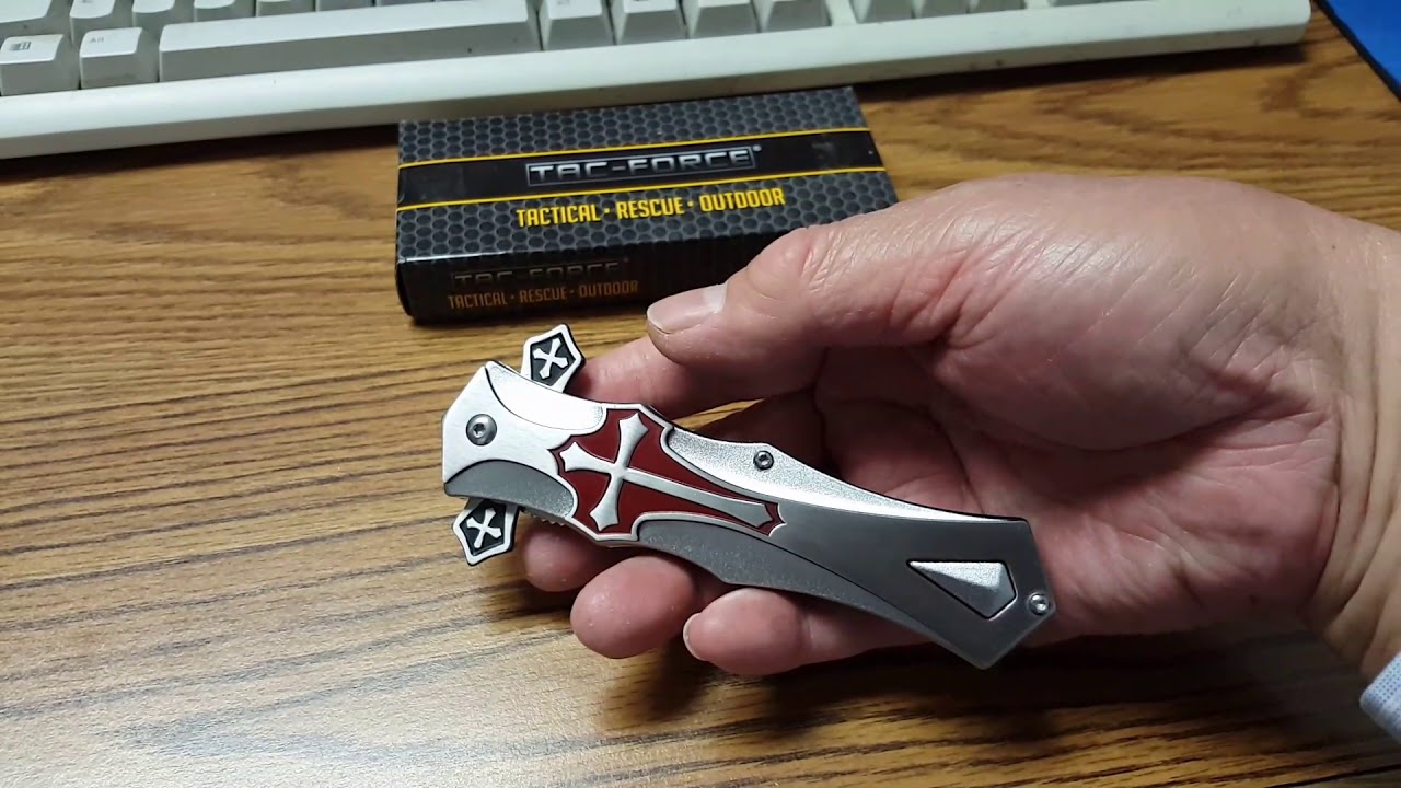 Tac-Force Red Cross Folding Blade Pocket Knife, Crusader's "Dagger ...