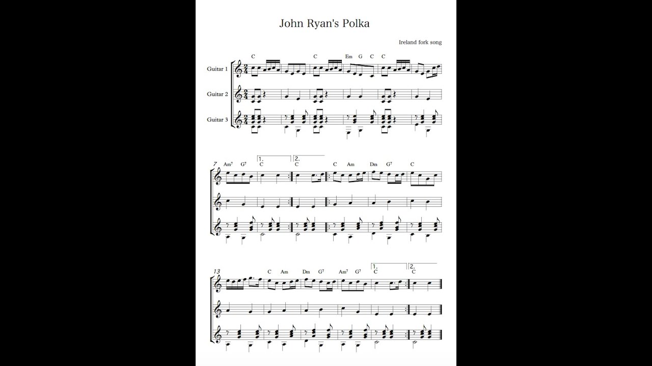 John Ryan’s Polka 3Guitar arrangement - YouTube