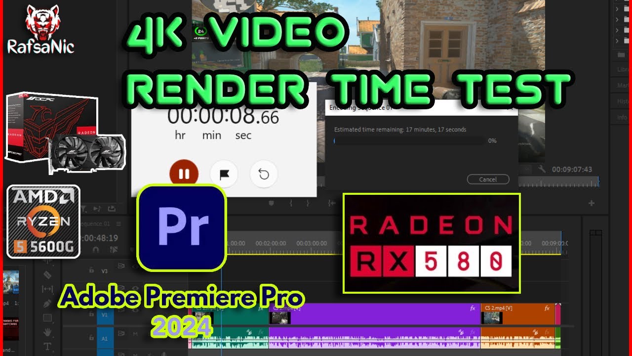 Adobe Premiere Pro AMD RX 580 2048SP GPU Render Time 4K 60fps Video ...