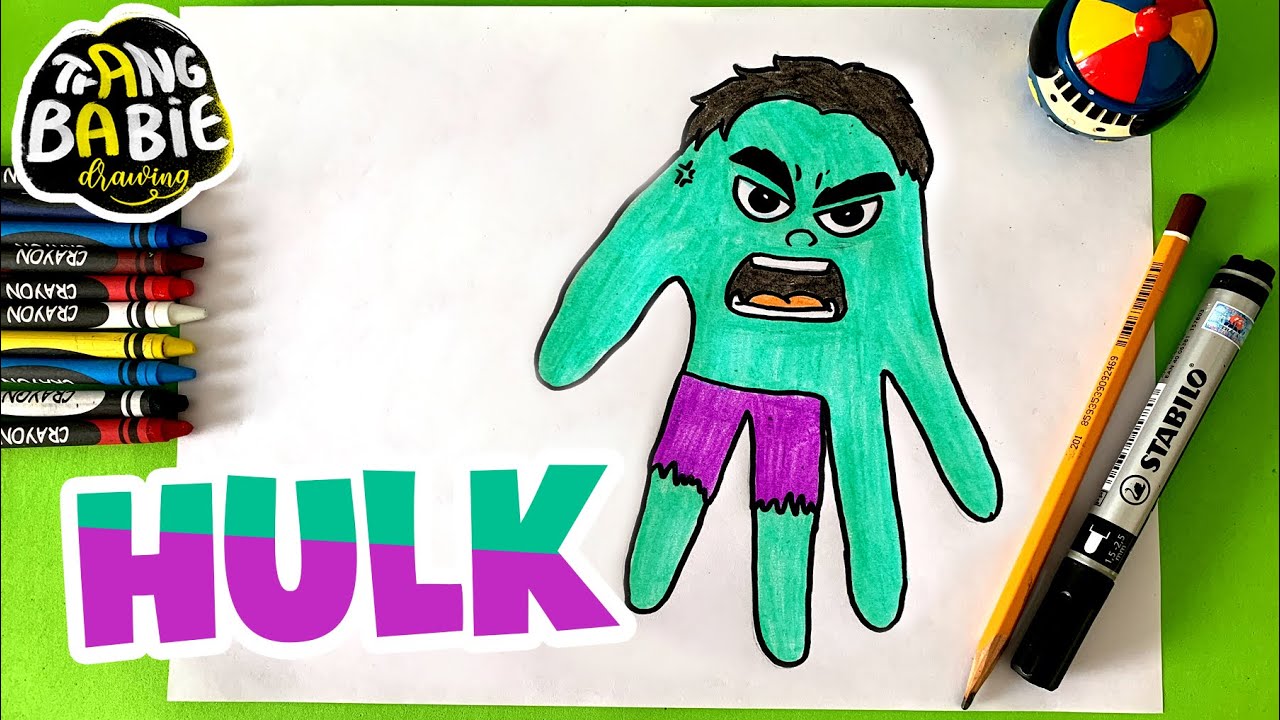 How to draw Hulk with your hand | Superhero Handprint Art - YouTube