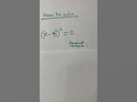 #shorts #maths #how to solve (x - 5)^2 = 0 - YouTube