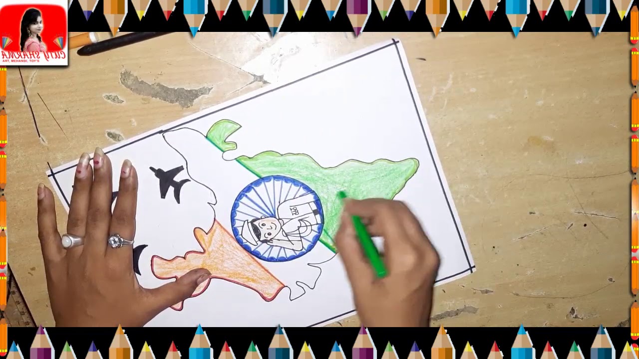 Indian Air Force Day Drawing || How to draw Indian Air Force Day Poster ...