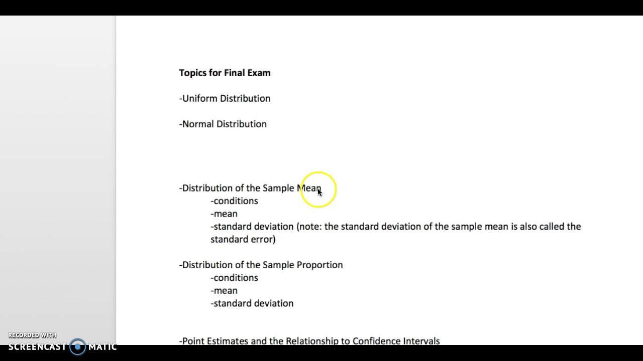 Final Exam List of Topics Part I - YouTube