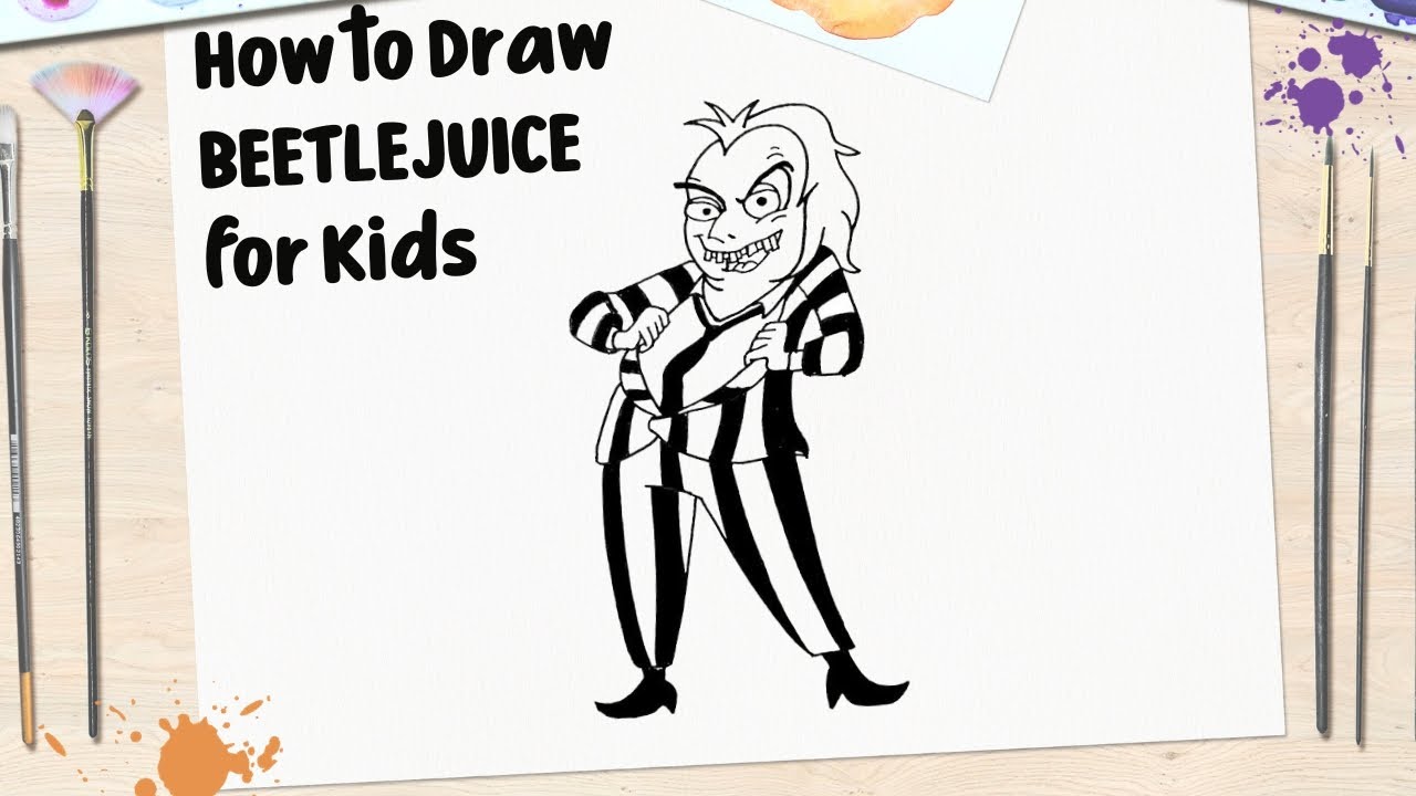 How to Draw BEETLEJUICE Easy Step by Step | Cartoon Drawing Tutorial ...