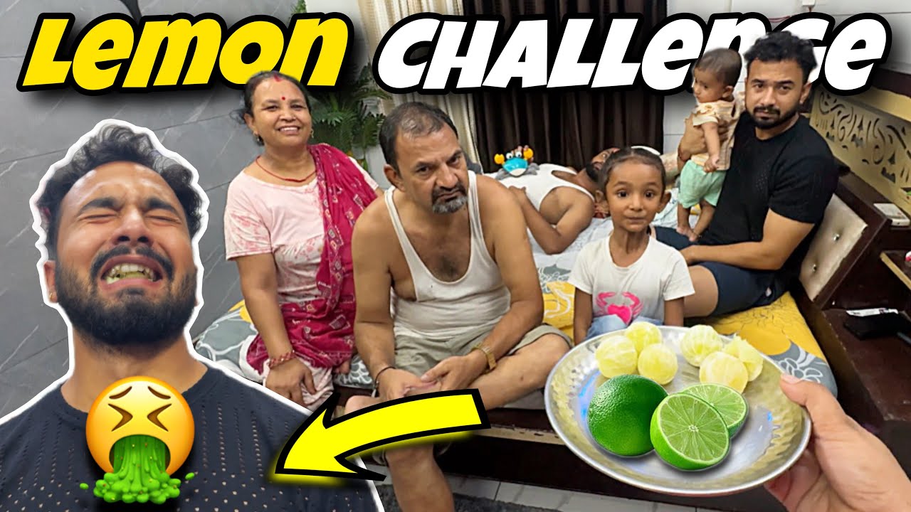 Eating Lemon 🍋with no Expression Challenge with family || priya jeet vlogs #couplevlogs # ...