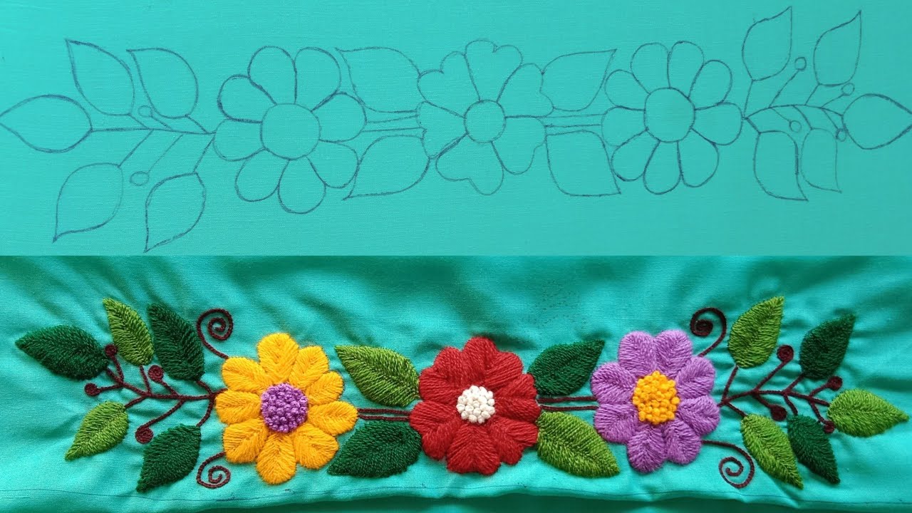 Border line hand embroidery designs|beautiful aari work embroidery ...