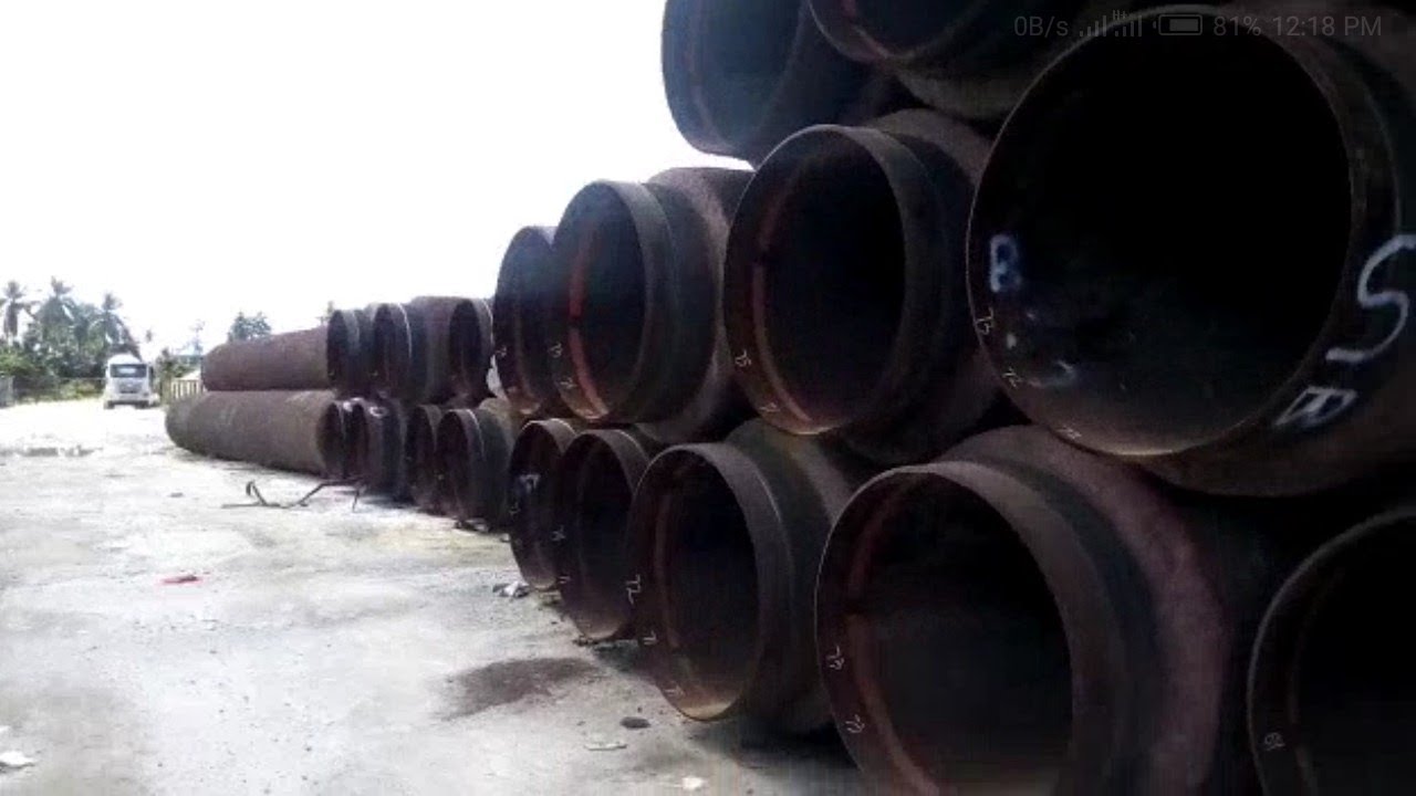 NEWLY SUPPLIED PIPES AT JETTY. - YouTube