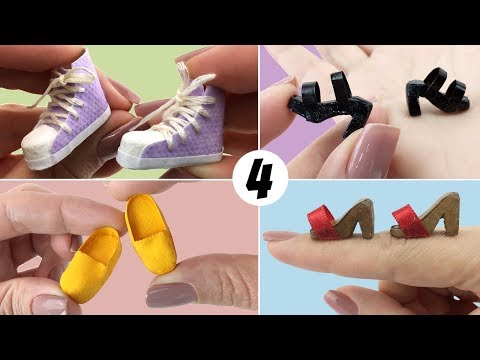 4 tip ayakkabı kolay Barbie Doll için - DıY minyatür