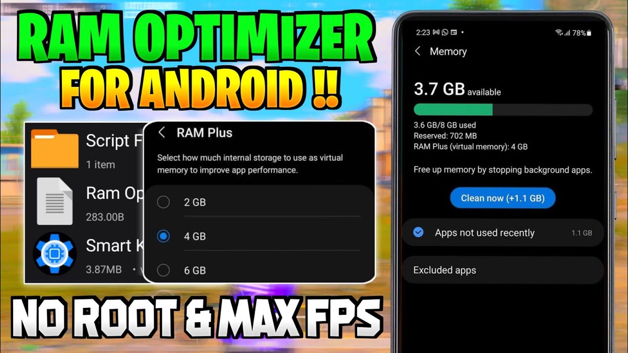Ram Optimizer For Android !! No Root | Stable FPS & Performance - YouTube