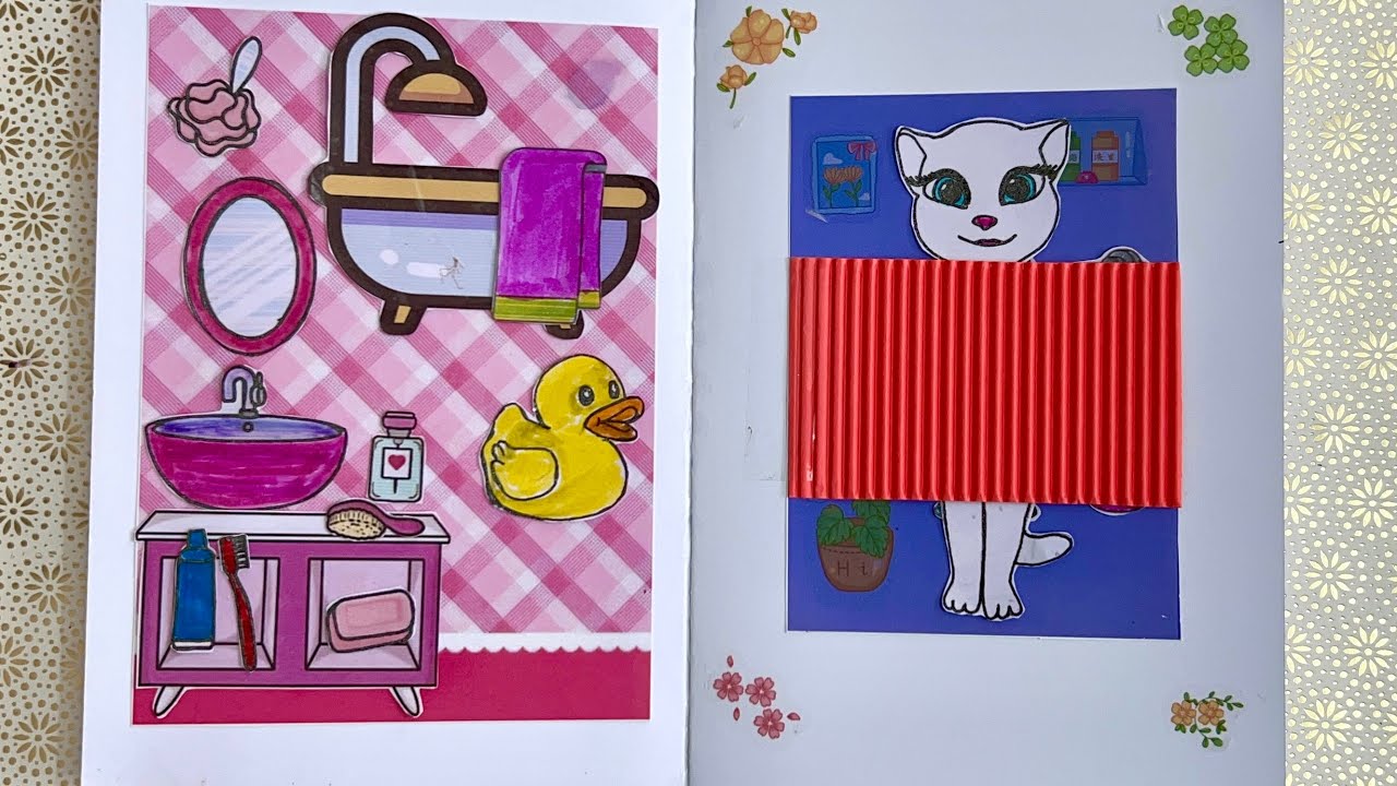 talking tom hand made quiet book | diy paper - YouTube