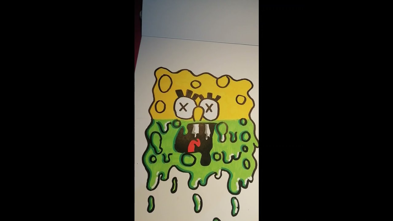 Drawing Spongebob using Posca markers! Drip effect! - YouTube